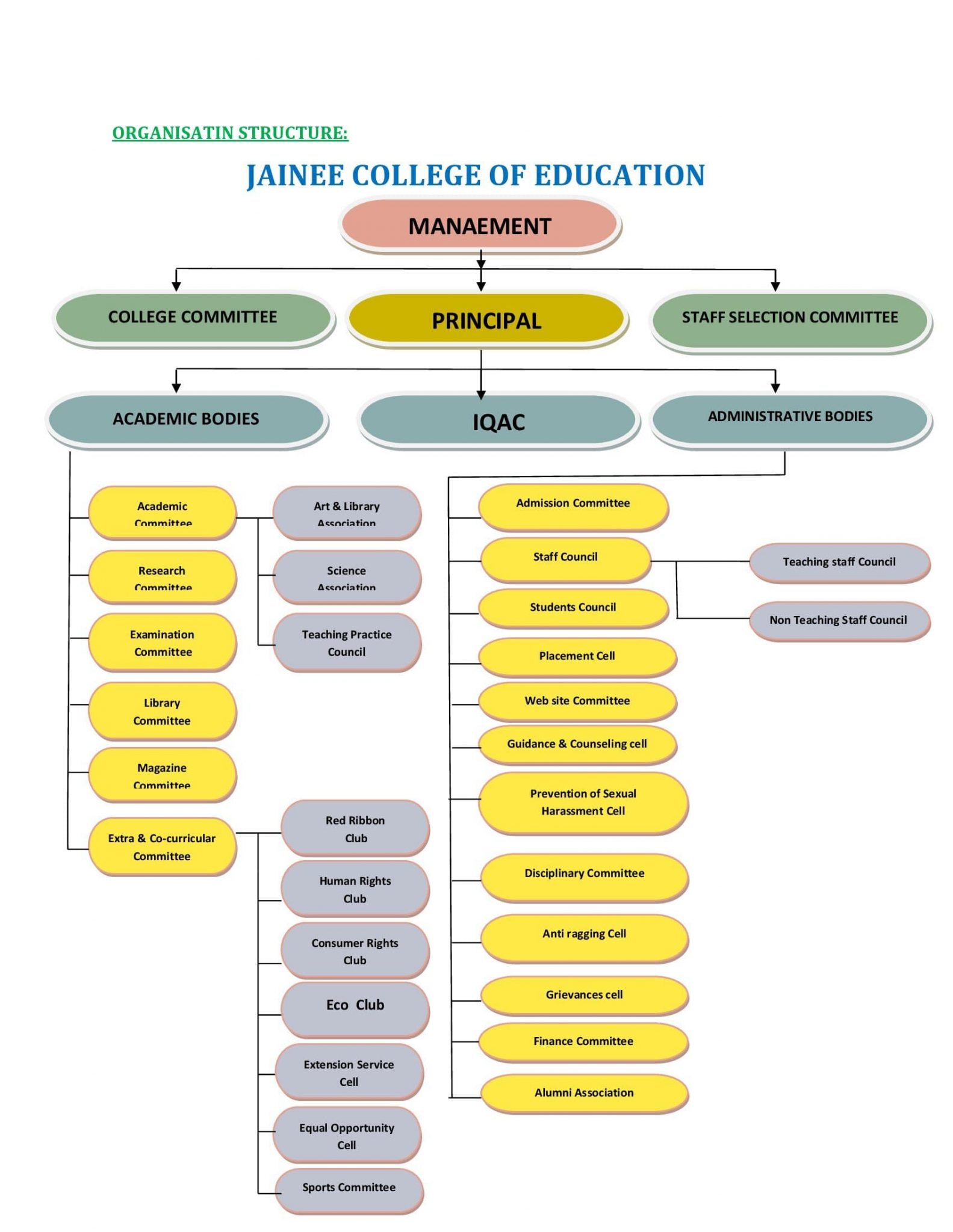 ORGANISATIONAL STRUCTURE – Jainee College of education